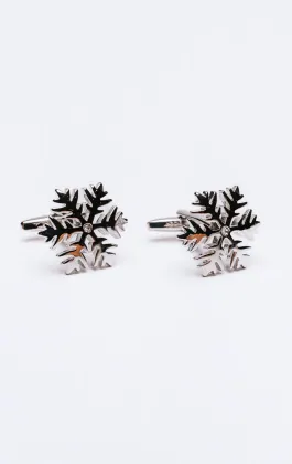 Dobell Silver Coloured Snow Flake Cufflinks | Dobell