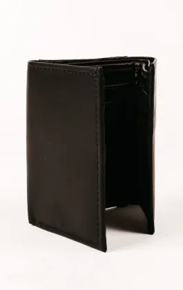 Black Leather Trifold RFID Wallet with Zipped Coin Section | Dobell