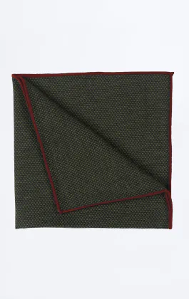 Green Weave Handkerchief with Burgundy Tipping | Dobell