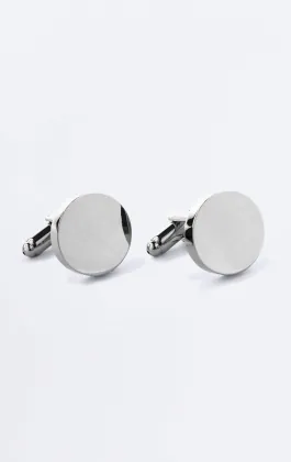 Chrome Circle Cufflinks | Dobell