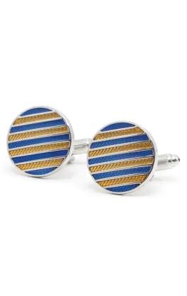 Blue and Gold Striped Cufflinks | Dobell