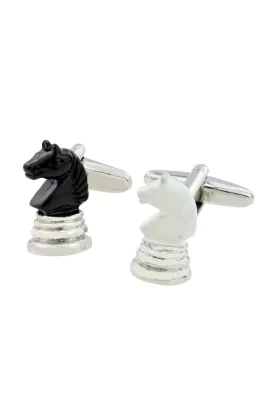 Black & White Chess Knights Cufflinks | Dobell