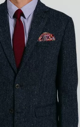 Harris Tweed Blue Herringbone Tweed Jacket | Dobell