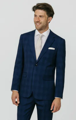 Royal Blue Shadow Check Suit | Dobell