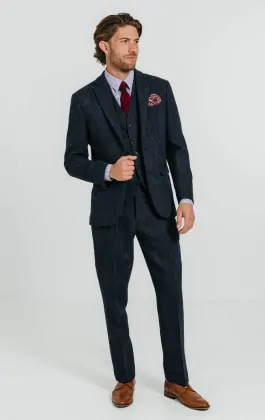 Harris Tweed Blue Herringbone Suit | Dobell