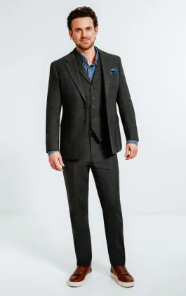 Dobell Navy Donegal Tweed 3 Piece Suit | Dobell