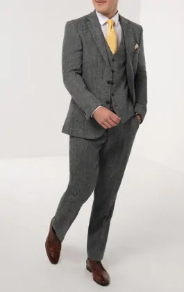 Harris Tweed Grey Herringbone Suit | Dobell