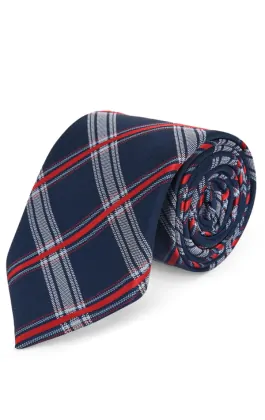 Navy Check Patterned Tie | Dobell