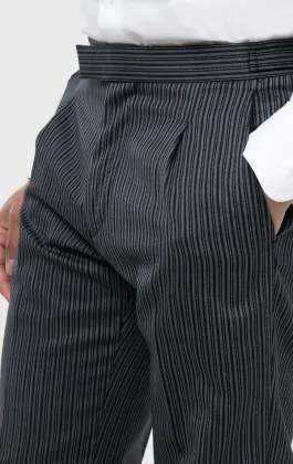 Black & Grey Striped Wool Blend Morning Suit Trousers | Dobell