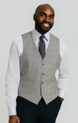Heirloom Heritage Grey Check Waistcoat | Dobell