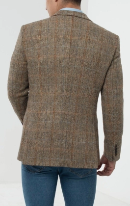 Harris Tweed Brown Windowpane Tweed Jacket | Dobell