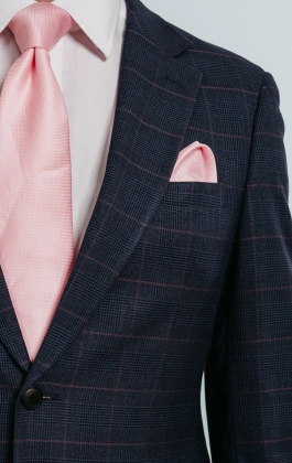 Dobell Navy with Pink Check Suit | Dobell