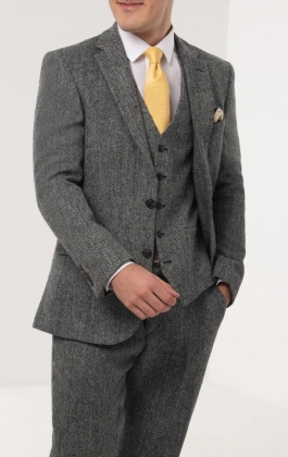 Harris Tweed Grey Herringbone Suit | Dobell