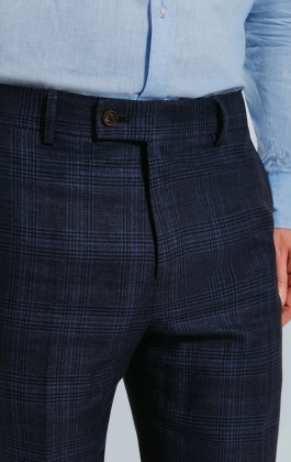 Dobell Blue Check Linen Jacket | Dobell