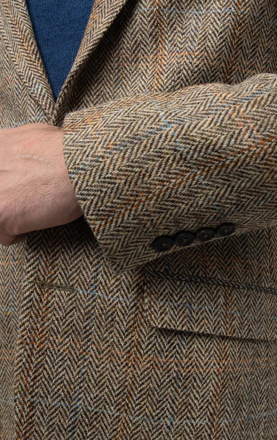 Harris Tweed Brown Windowpane Tweed Jacket | Dobell