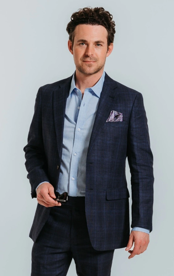 Dobell Blue Check Linen Jacket | Dobell