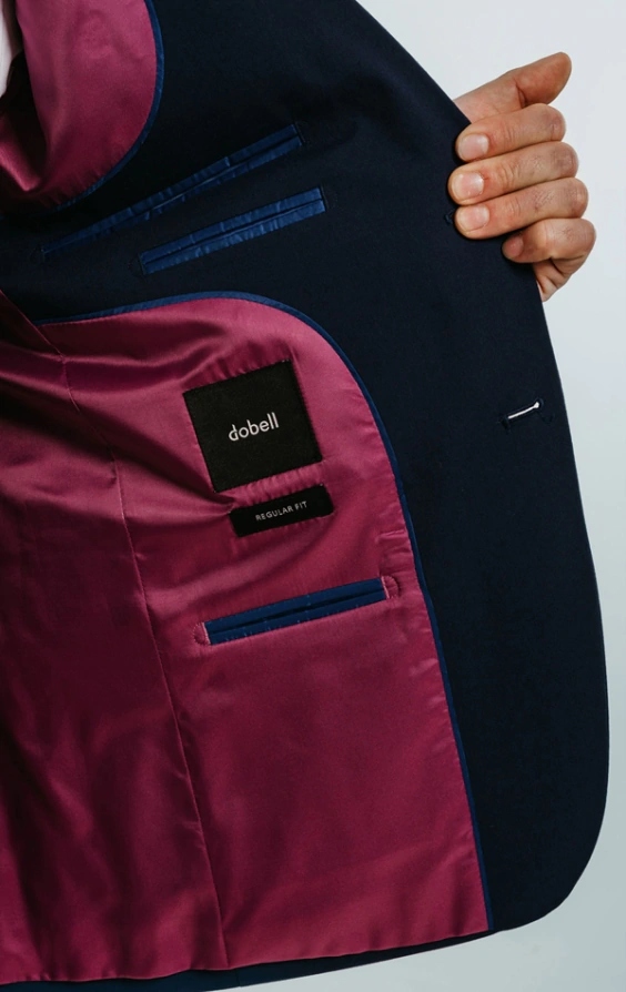 Dobell Blue Suit Jacket with Peak Lapel | Dobell