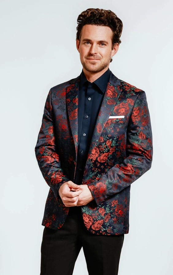 Dobell Rose Jacquard Navy Jacket | Dobell