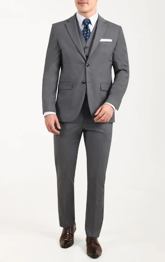 Dobell Grey Slim Fit 3 Piece Suit | Dobell