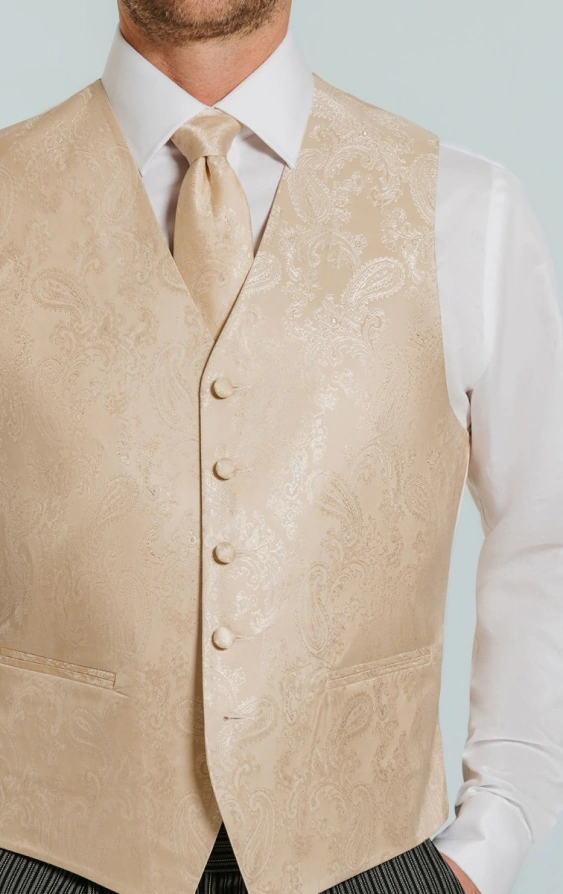 Dobell Aspen Gold Paisley Waistcoat | Dobell