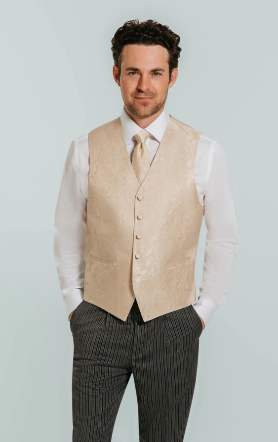 Dobell Aspen Gold Paisley Waistcoat | Dobell