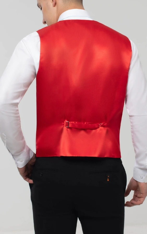Dobell Red Victorian Jacquard Waistcoat | Dobell