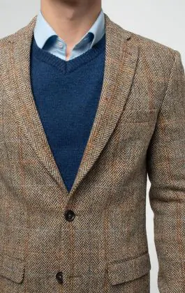 Harris Tweed Brown Windowpane Tweed Jacket | Dobell