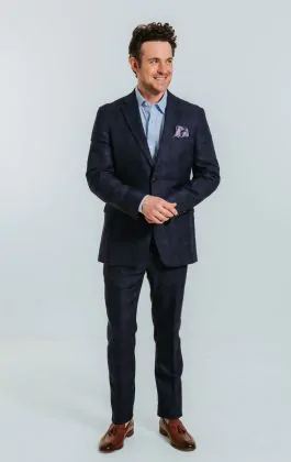 Dobell Blue Check Linen Jacket | Dobell